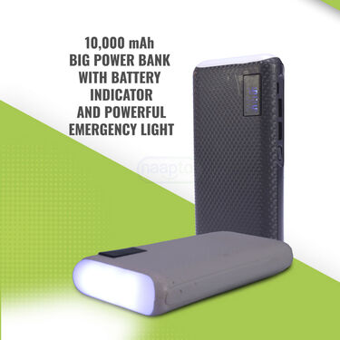 10,000 mAh Big Power Bank With Battery Indicator And Powerful Emergenc ...